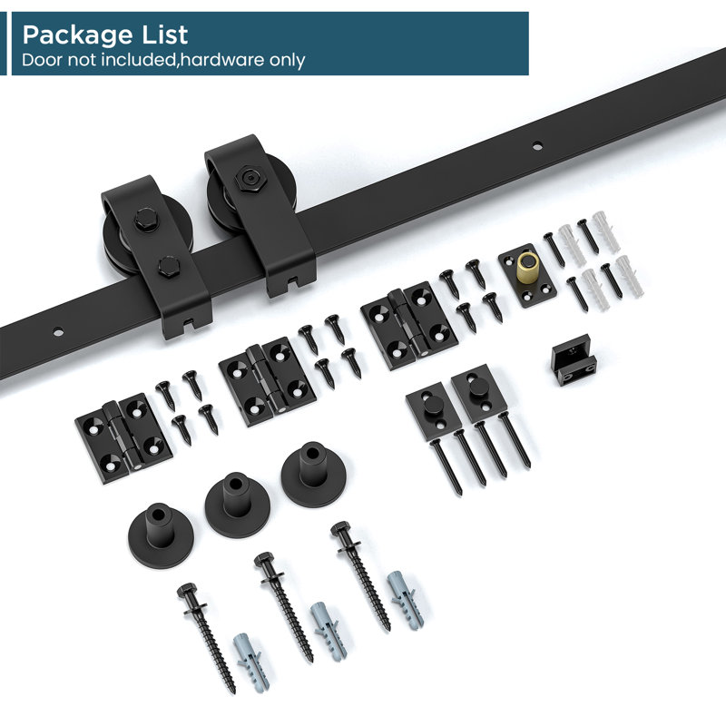 LDB_BUILDING Standard Bifold Single Barn Door Hardware Kit (Door Not Included), Top Mounted ...